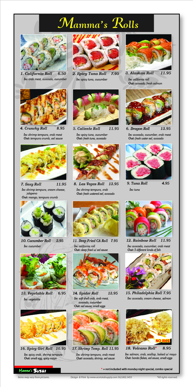 Menu – Mammas Sushi